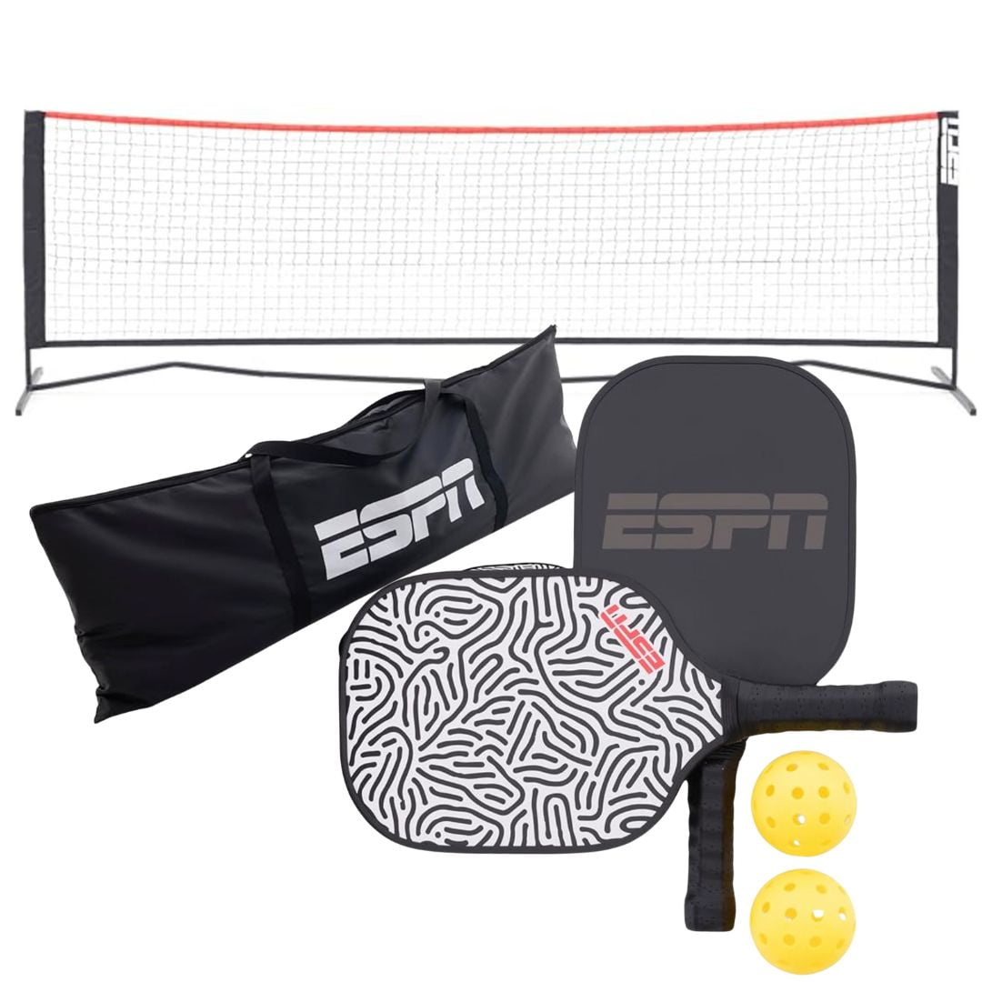 ESPN Pickleball Net Set with 2 Paddles, 2 Balls, Portable Net and Carry ...