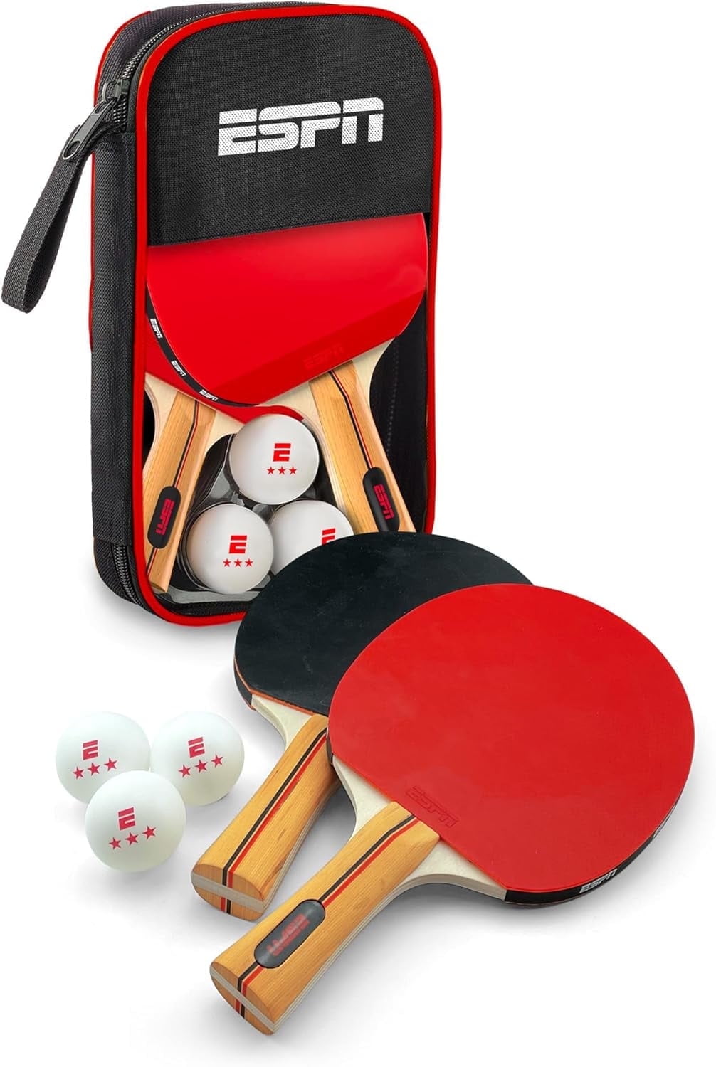 ESPN, Ping Pong Paddle Set, 2ct, with 3 Balls & Travel Bag - Walmart.com