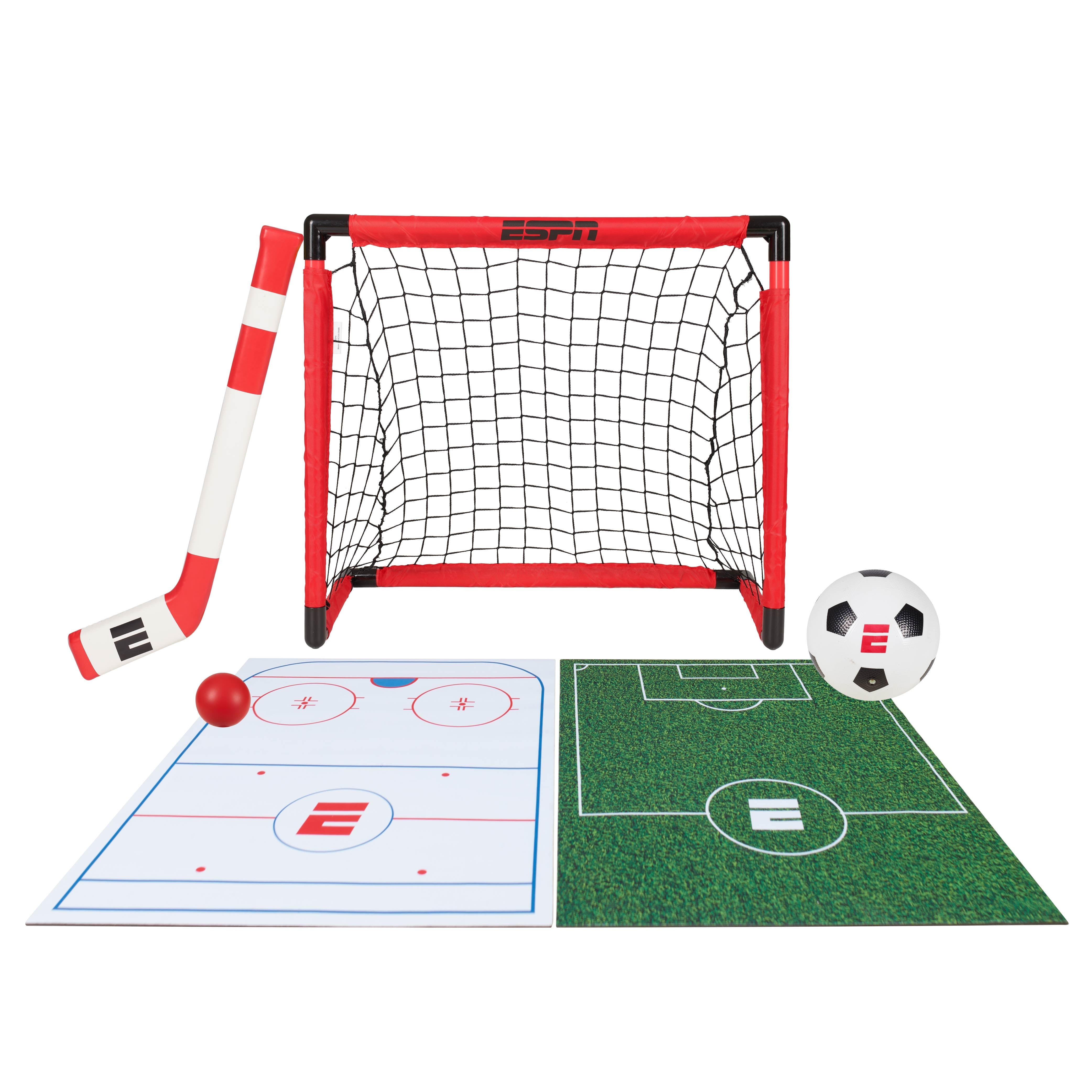 ESPN 2-In-1 Soccer & Hockey Goal Set for Kids, Includes Mini Soccer ...