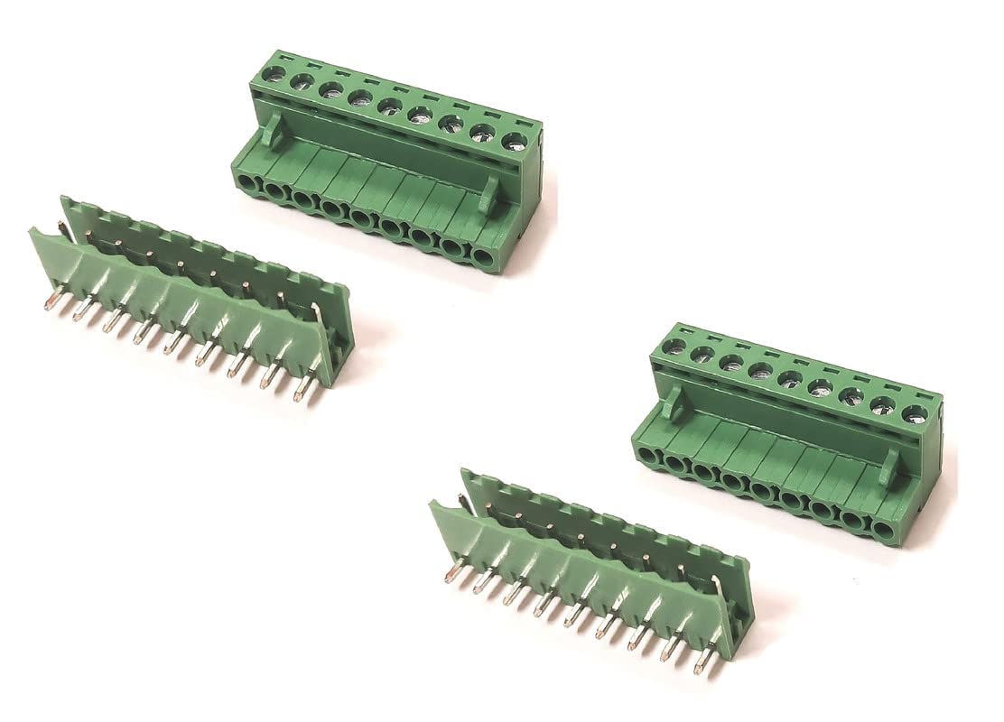ESPtronics 2 Pair 9 Pin Right Angle Screw Terminal Block Male Female ...