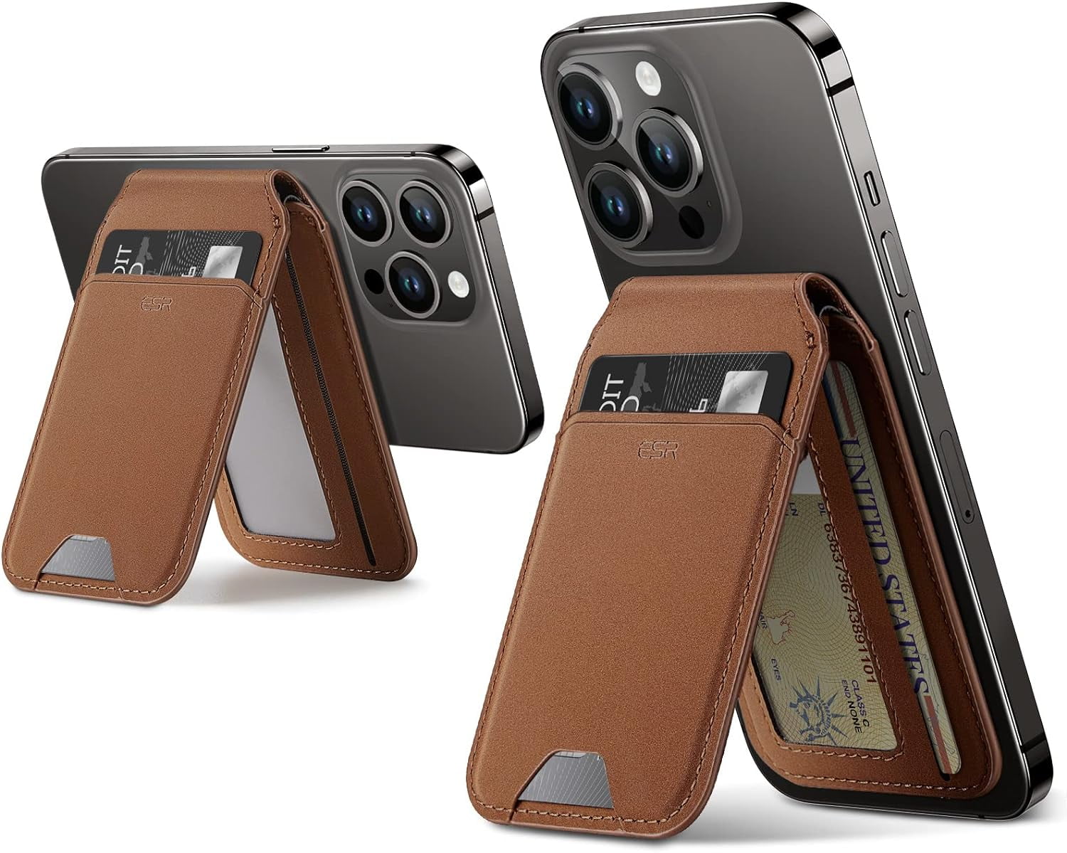 ESR HaloLock Vegan Leather Wallet Stand Tan Suede - Walmart.com