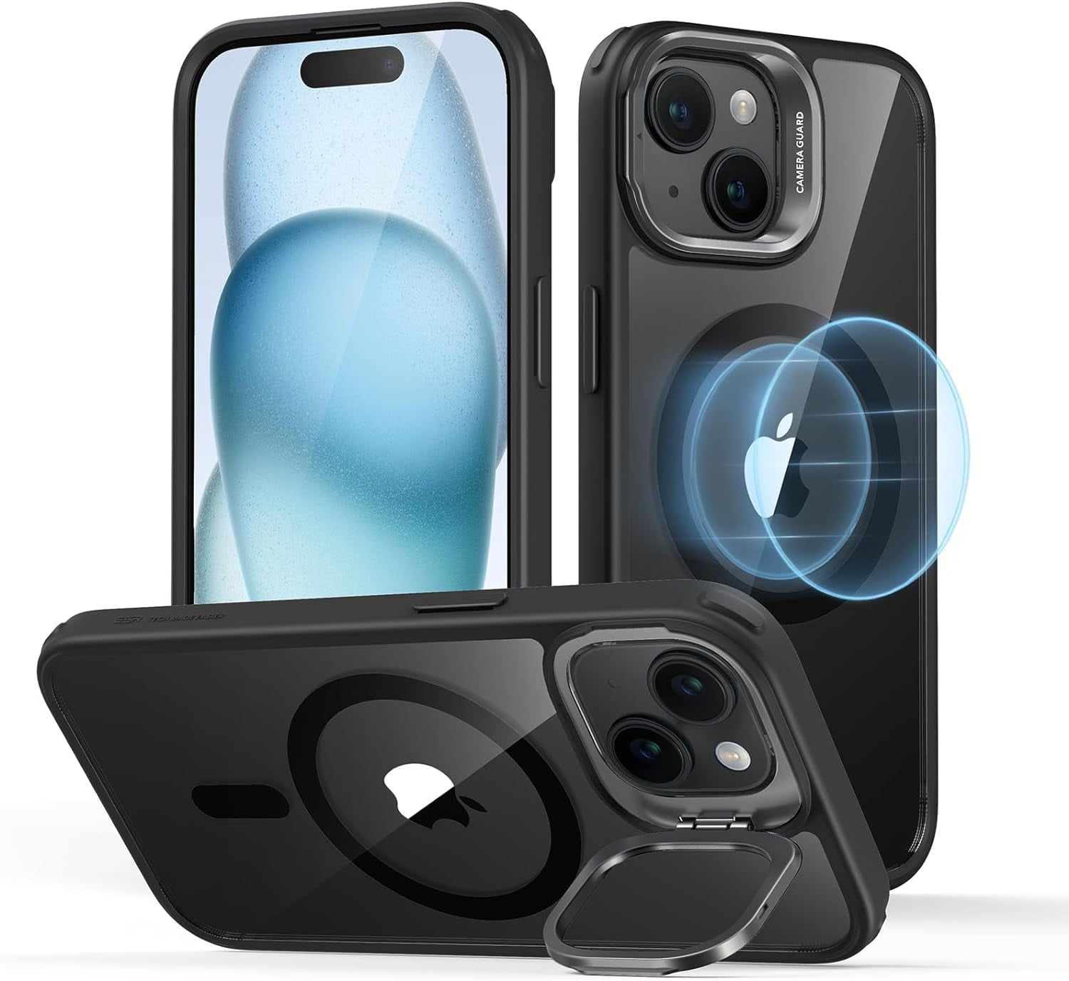ESR MagSafe Bumper Cell Phone Case with Stash Stand for iPhone 15 Plus, Clear Black - Walmart.com