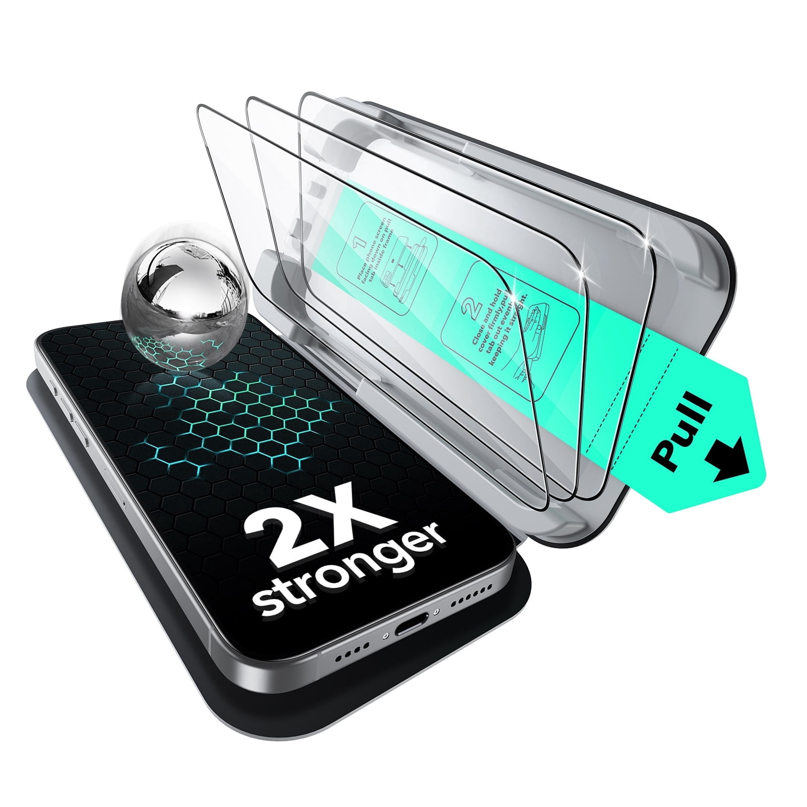 ESR 3-Pack Screen Protector Compatible with iPhone 16/15, Military ...