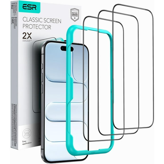 ESR iPhone 16 Plus/15 Plus Screen Protector, 9H Hardness & Military ...