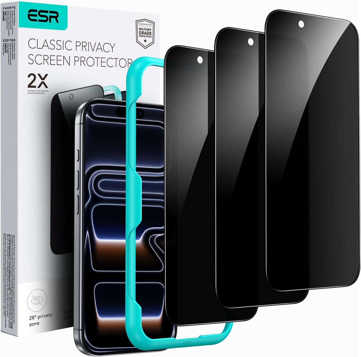 ESR iPhone 17/16 Pro Privacy Screen Protector, Anti-spy Tempered-Glass ...