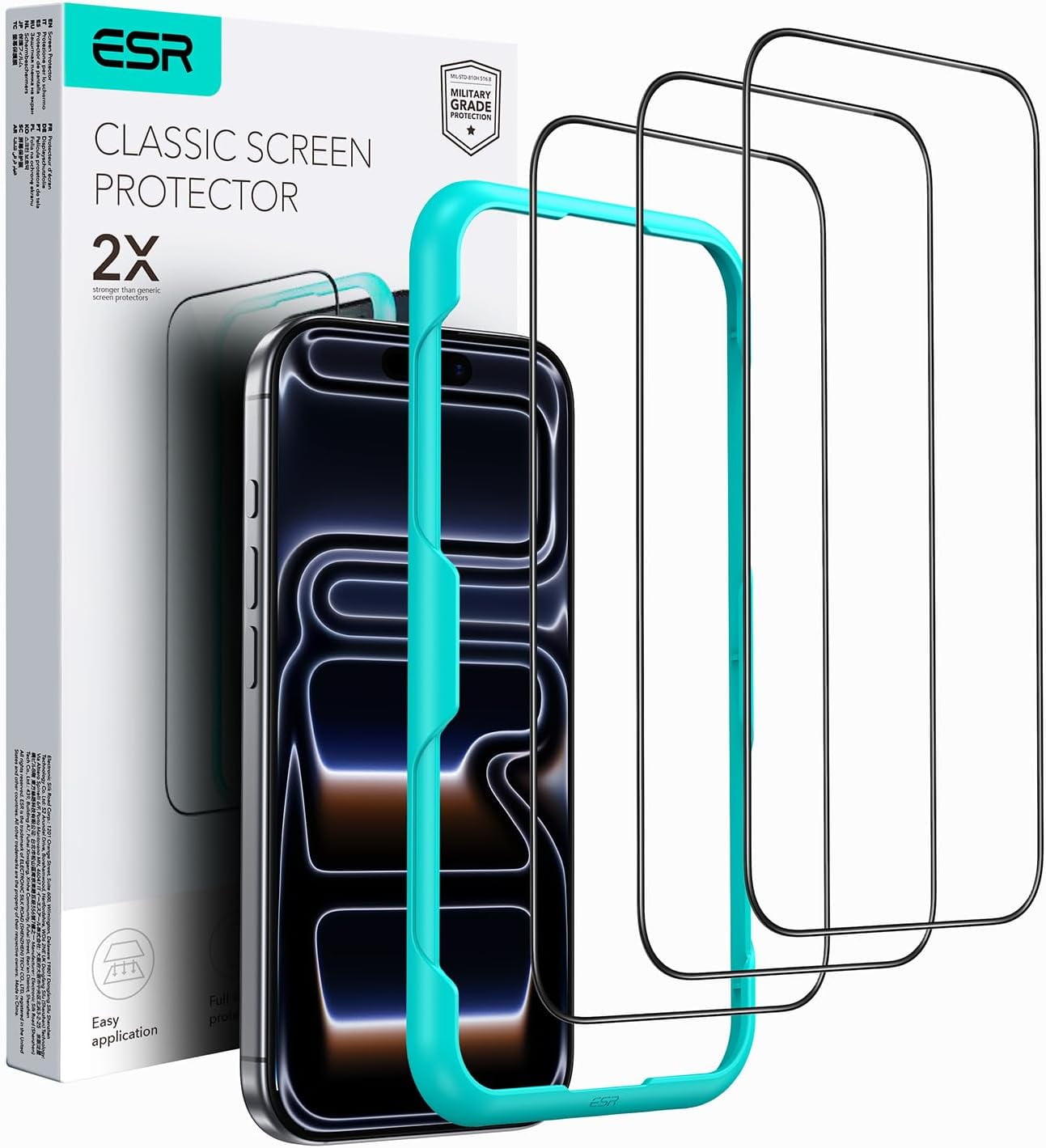 ESR iPhone 17/16 Pro Screen Protector, 9H Hardness & Military Grade ...