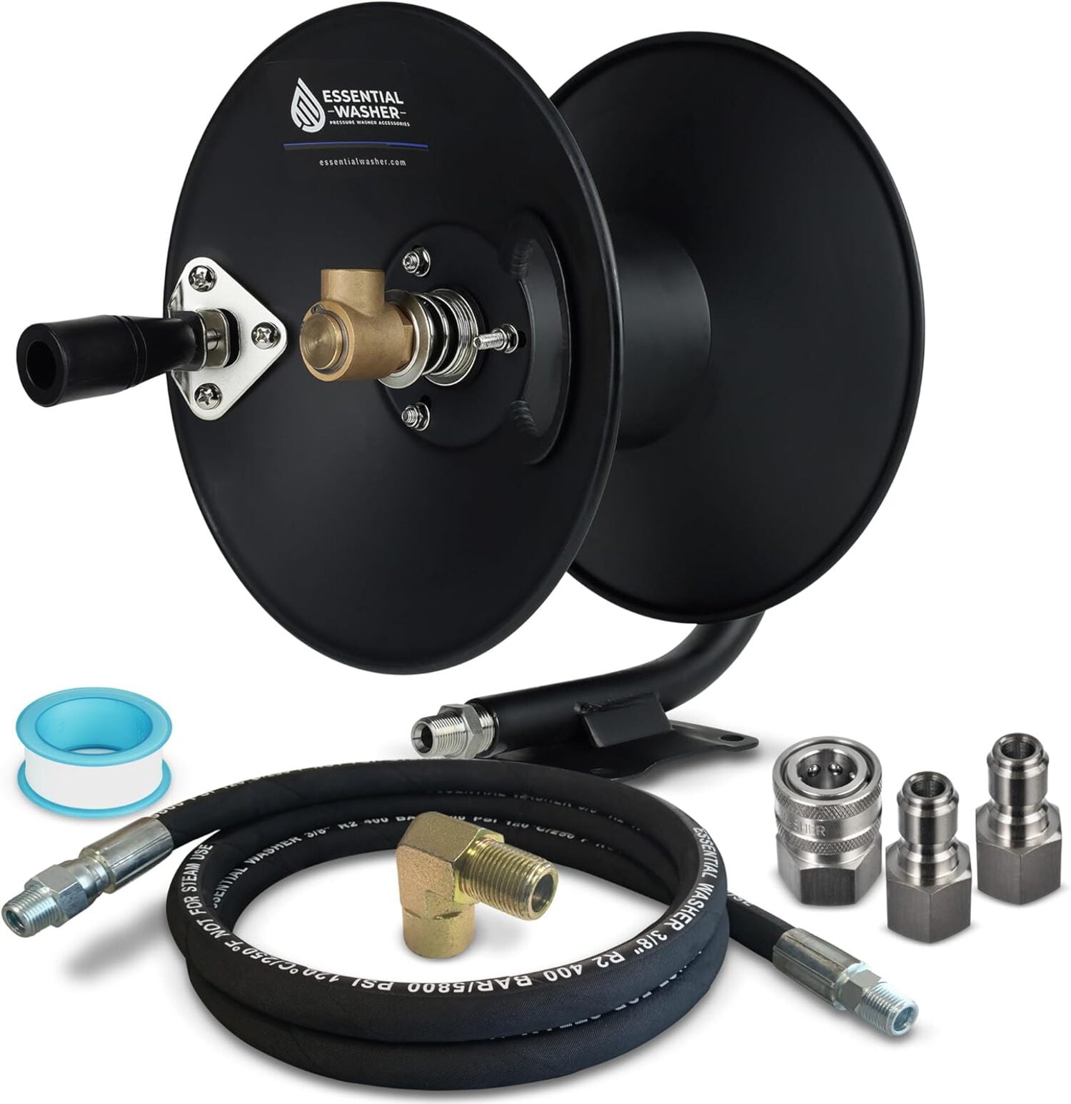 ESSENTIAL WASHER Pressure Washer Hose Reel 50 FT Kit | 4000 PSI Power ...