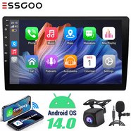 ESSGOO Single Din 9" Car Stereo Radio with Wireless Apple Carplay & Android Auto, 12LED Rear ...