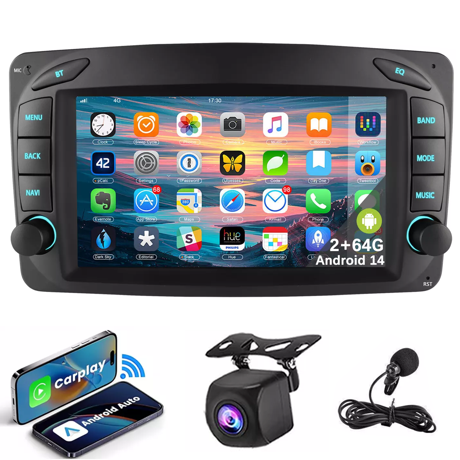 ESSGOO 2+64G 7" Car Stereo for Mercedes Benz C-Class W203 CLK W209 ...