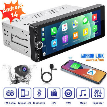 ESSGOO Single Din 9" Car Stereo Radio with Wireless Apple Carplay & Android Auto, 12LED Rear ...