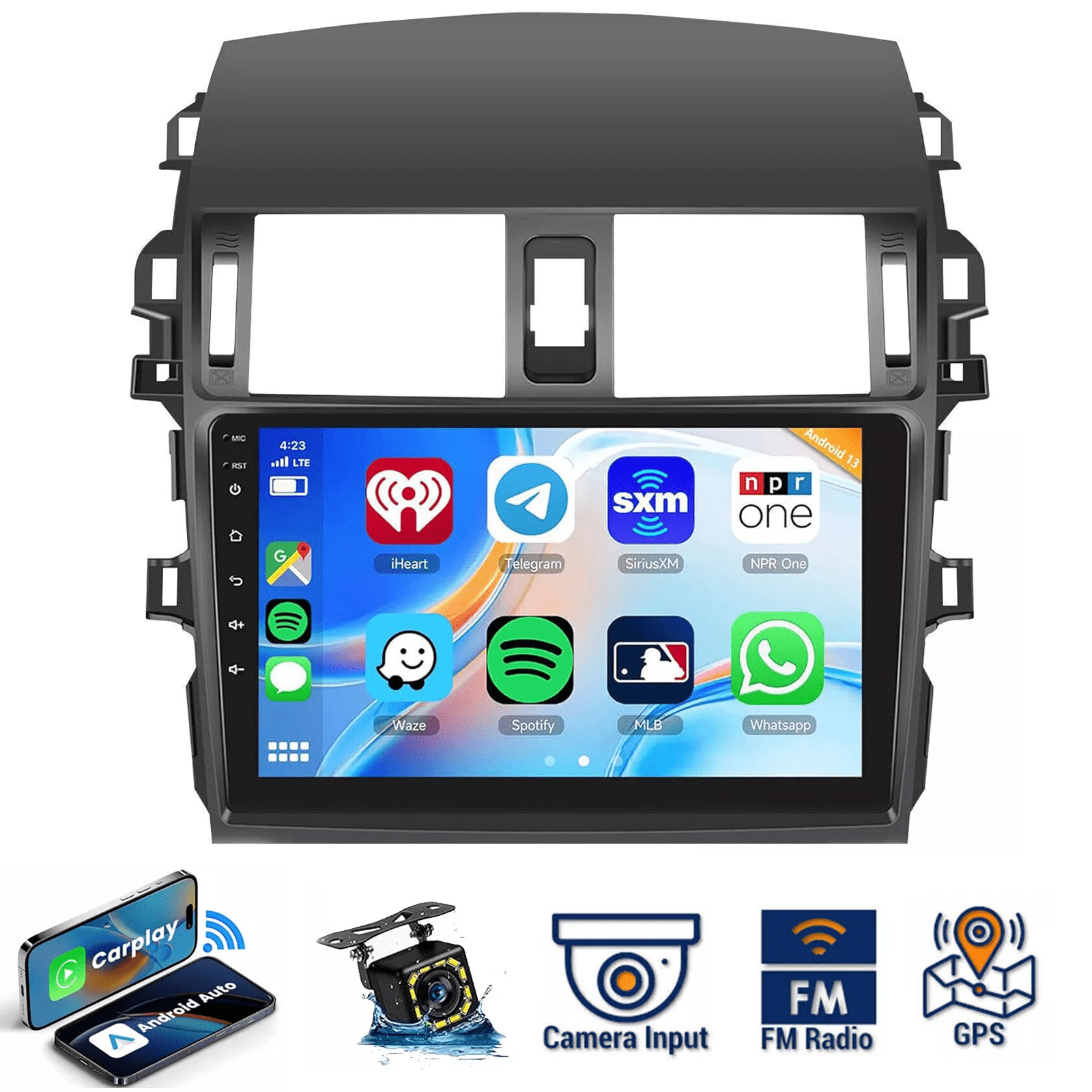 ESSGOO 9" Wireless Apple Carplay Car Stereo for Toyota Camry 2007-2011,64GB Android 14.0 ...