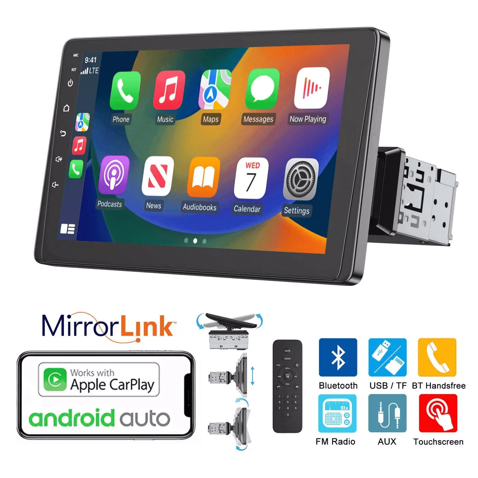 ESSGOO Single Din 9" Car Stereo Radio, 1120*480p Touchscreen Wireless ...