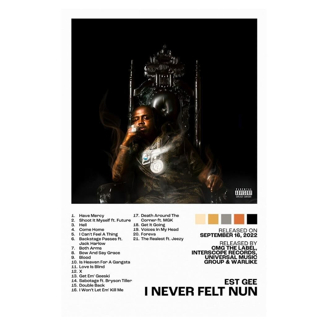 EST Gee I Never Felt Nun Album Cover Music Poster Rap Home Decor For ...