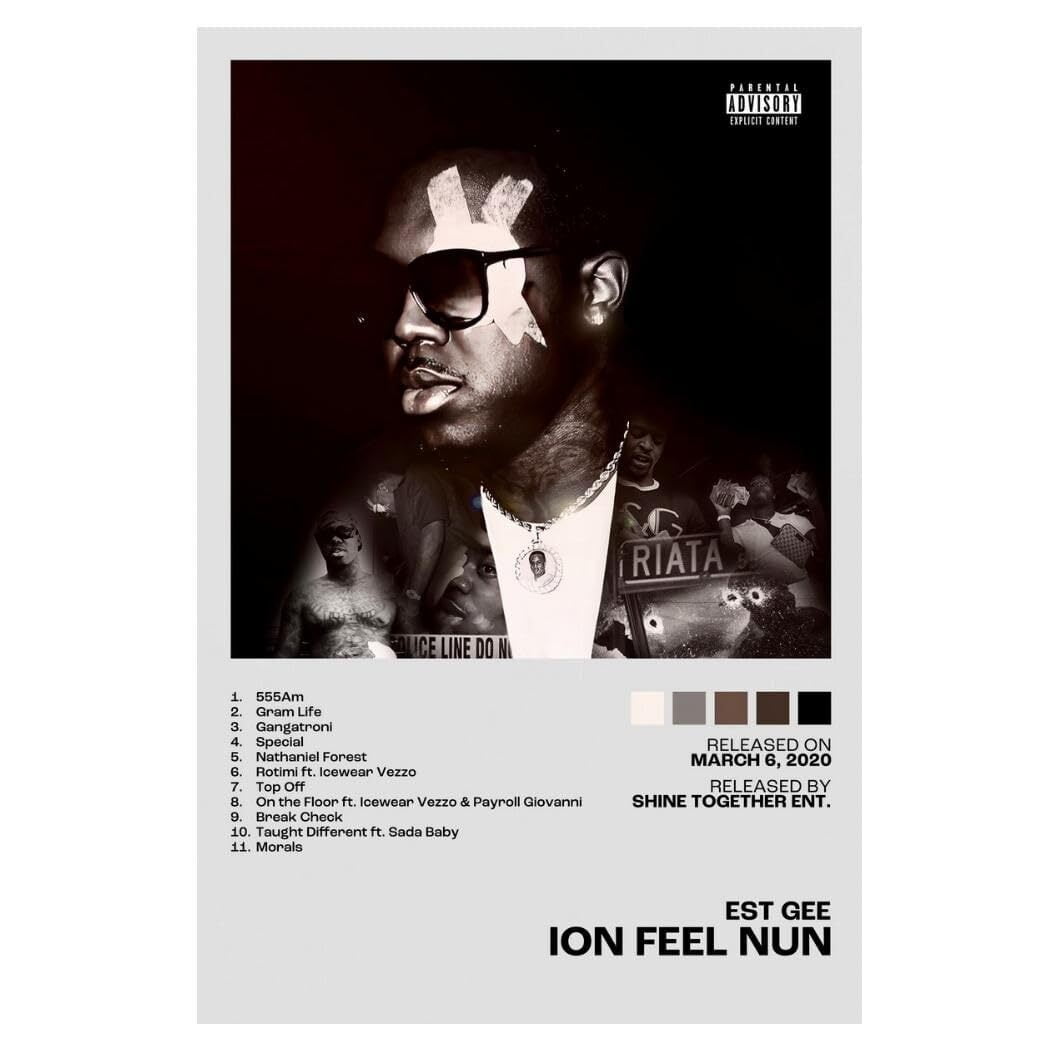 EST Gee Ion Feel Nun Album Cover Music Poster Rap Home Decor For Living ...