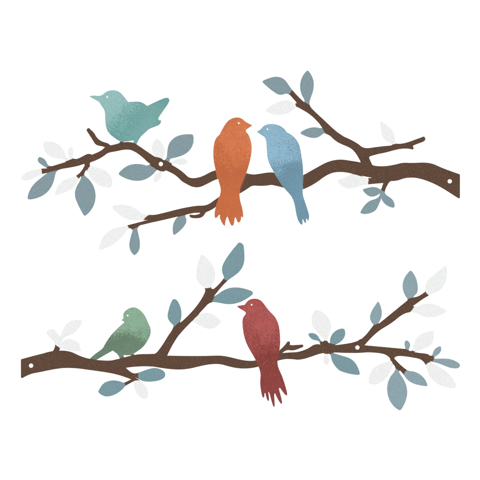 ESTART 2 Pcs Colorful Metal Birds Wall Art, Bird on Branch Silhouette ...
