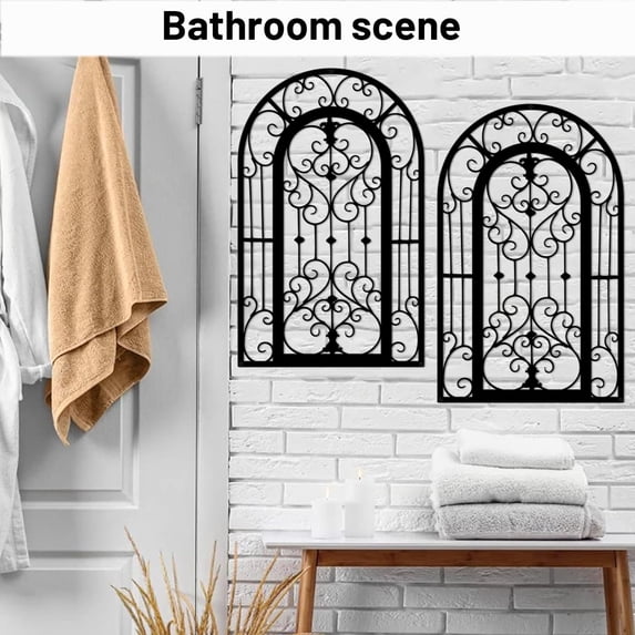 ESTART 2PCS Metal Window Arch Wall Art Rustic Farmhouse Style Wall ...