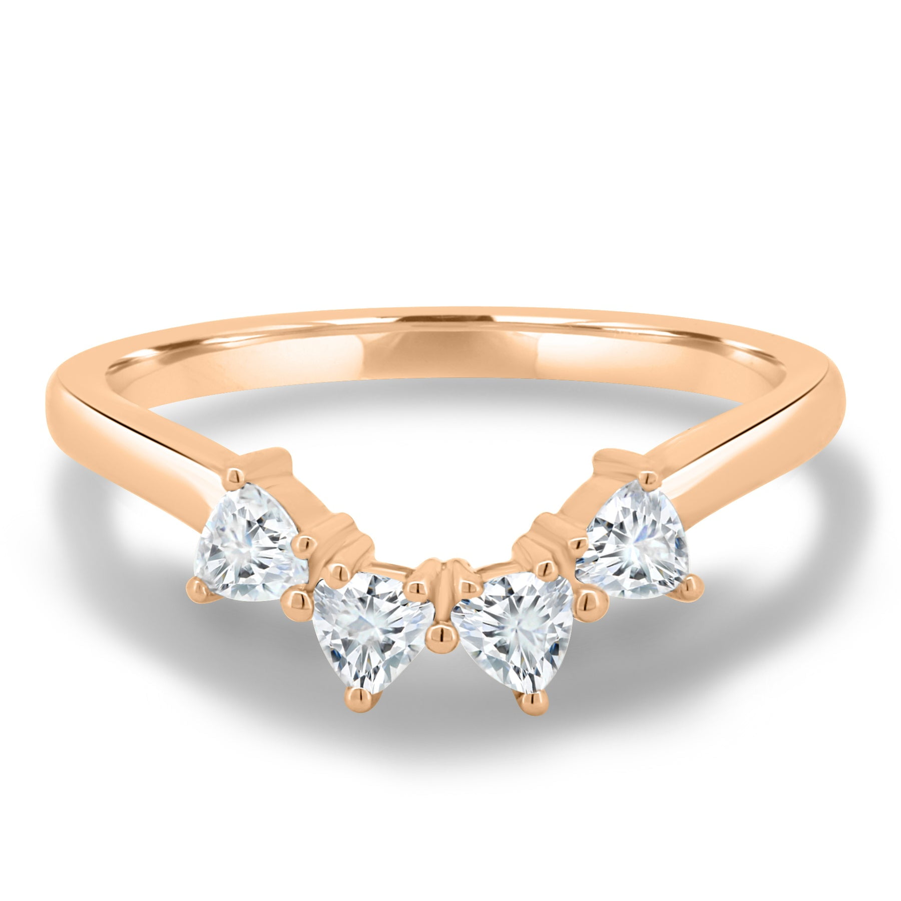 ESTE ORIGIN 0.48Ct Lab Grown Trillion Cut Diamond Curved Wedding Ring ...