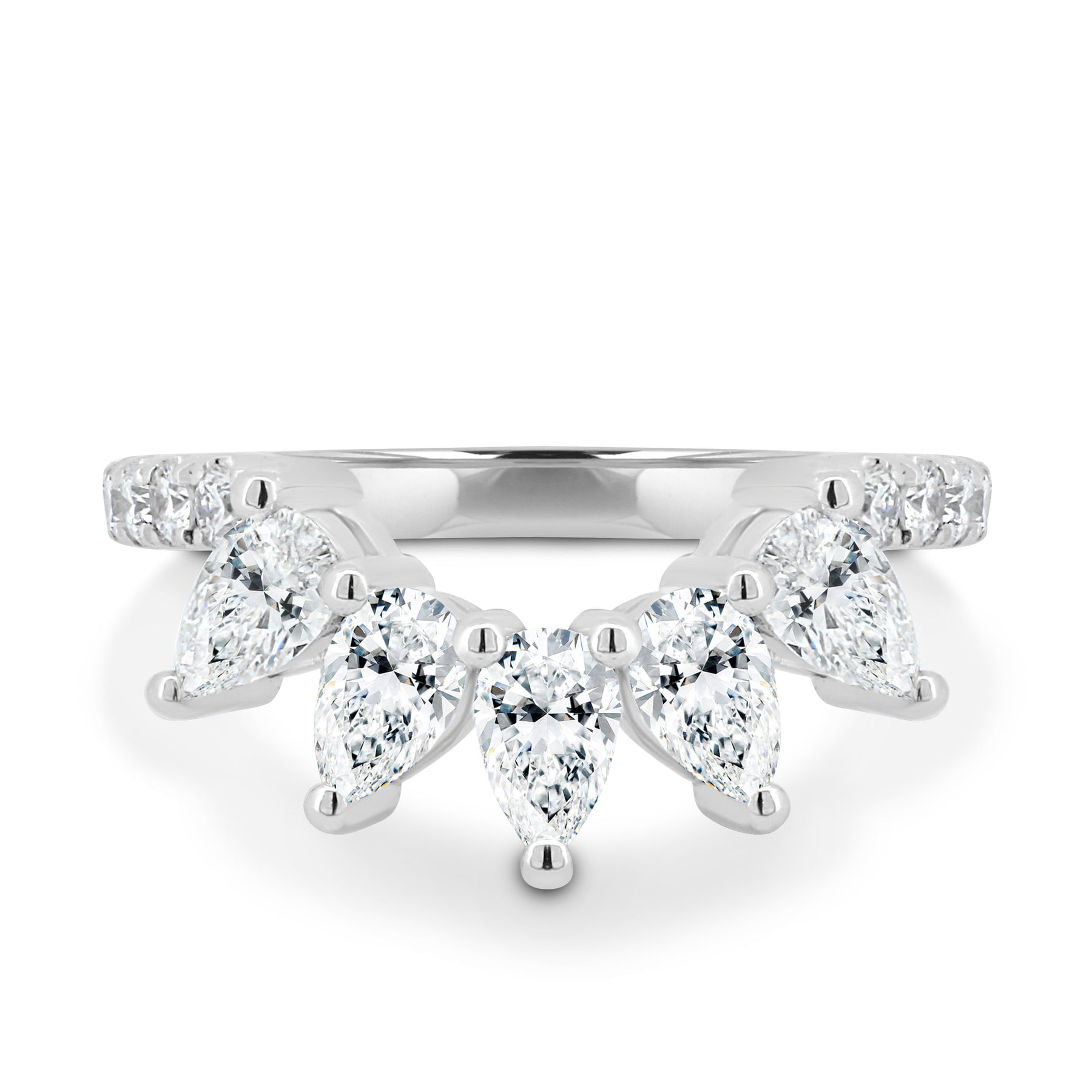 ESTE ORIGIN 1.50Ct Lab-Grown Diamond Pear Accent Curved Wedding Ring ...