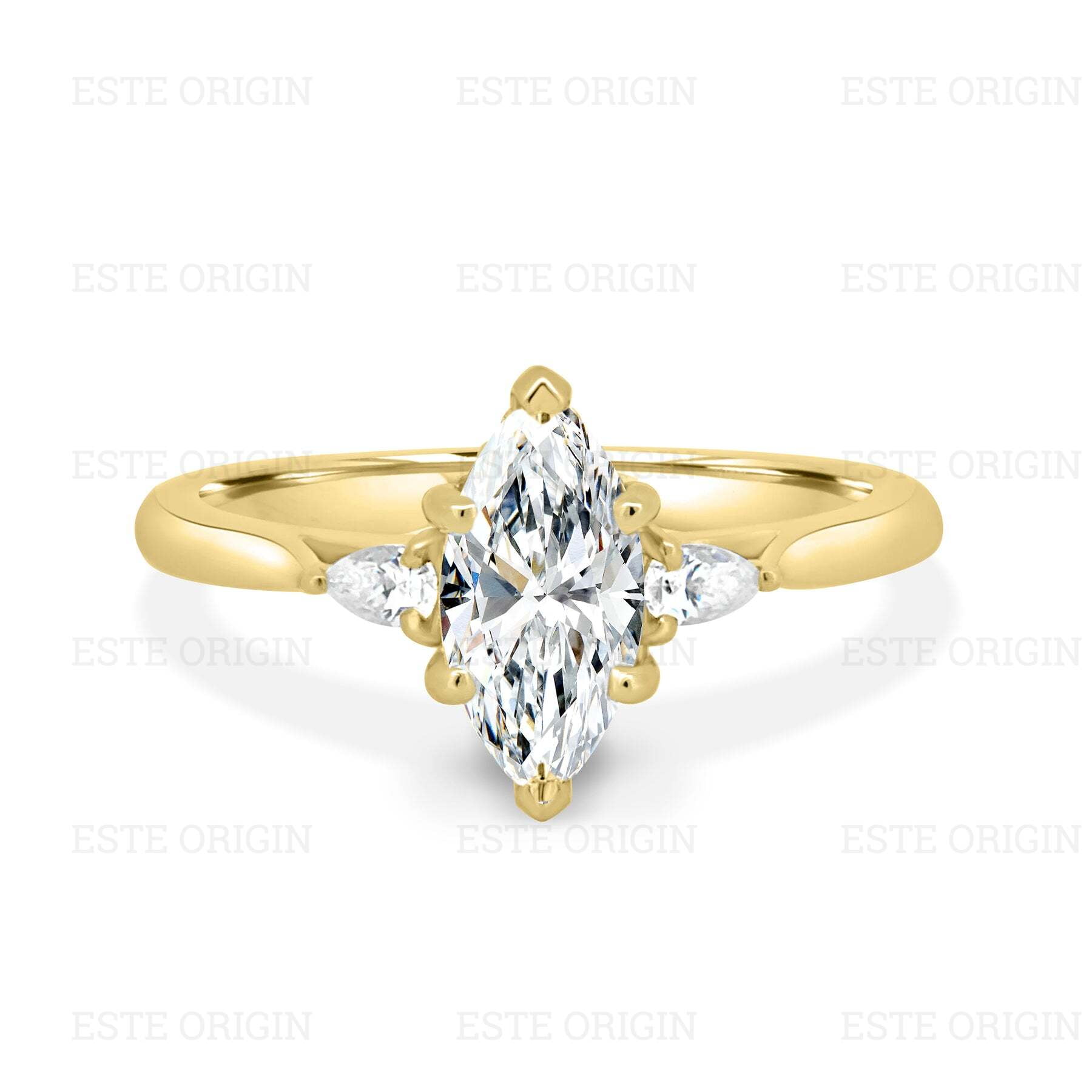 ESTE ORIGIN 1.50Ct Marquise Lab-Grown Diamond Trilogy Ring with Hidden ...