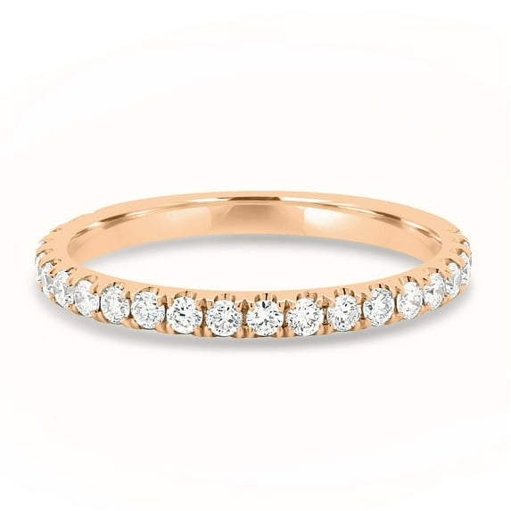 ESTE ORIGIN 1.8MM Two-Third Pavé Moissanite Wedding Ring – 0.39 Ct Band in 14K Rose Gold for ...