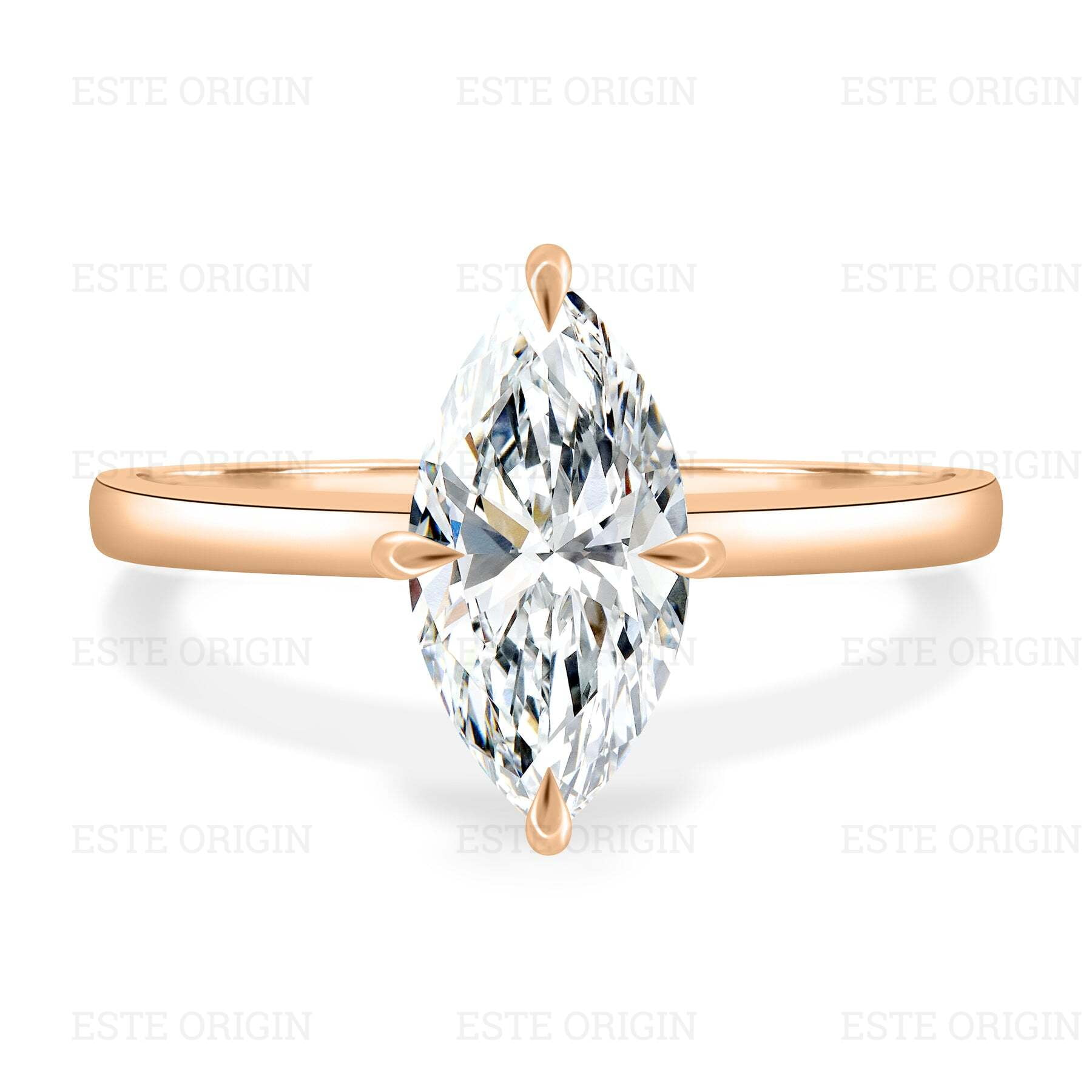 ESTE ORIGIN 2.00Ct Lab-Grown Marquise Diamond Solitaire Engagement Ring ...