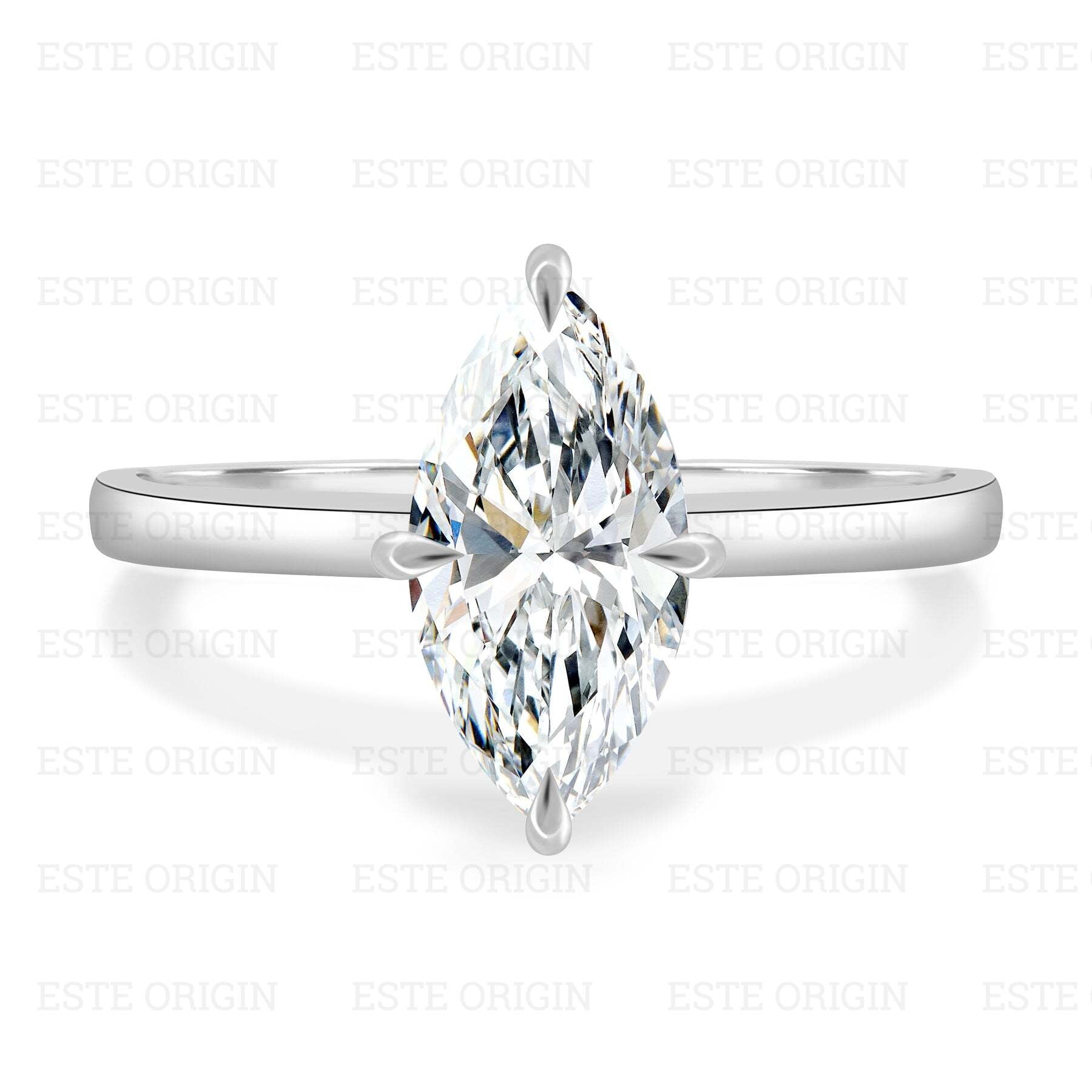 ESTE ORIGIN 2.00Ct Lab-Grown Marquise Diamond Solitaire Engagement Ring ...