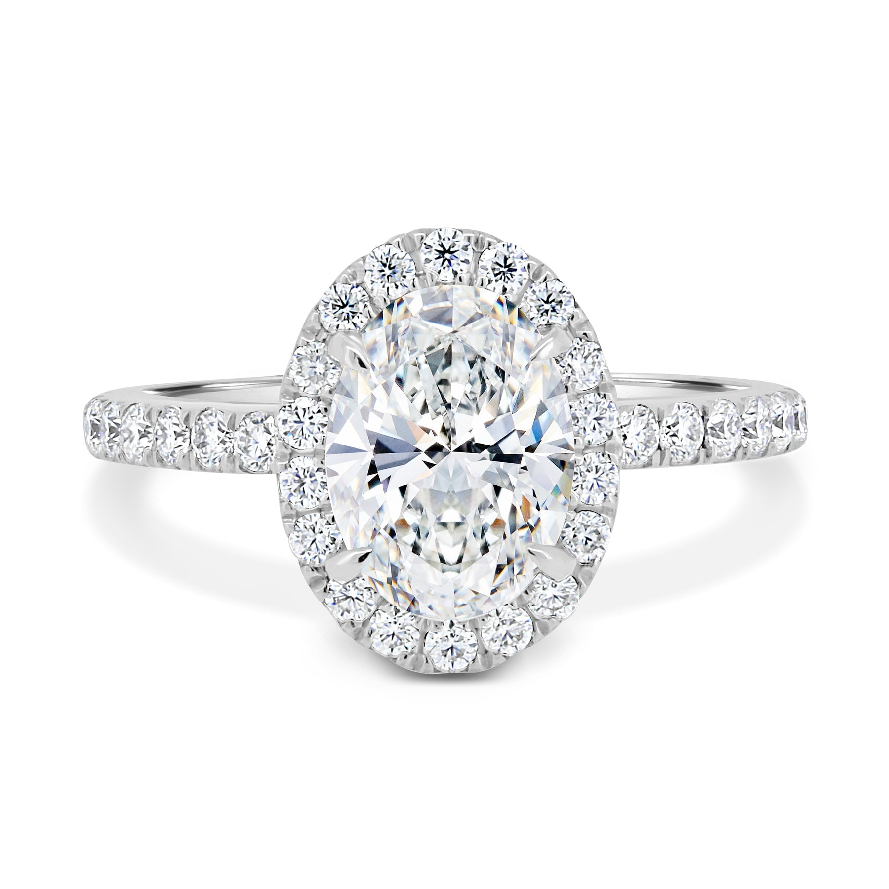 ESTE ORIGIN 2.00Ct Oval Cut Moissanite Halo Solitaire Engagement Ring ...