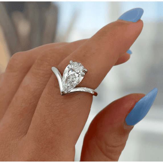 ESTE ORIGIN 2.00Ct Pear Cut Moissanite Solitaire Engagement Ring – 3 ...