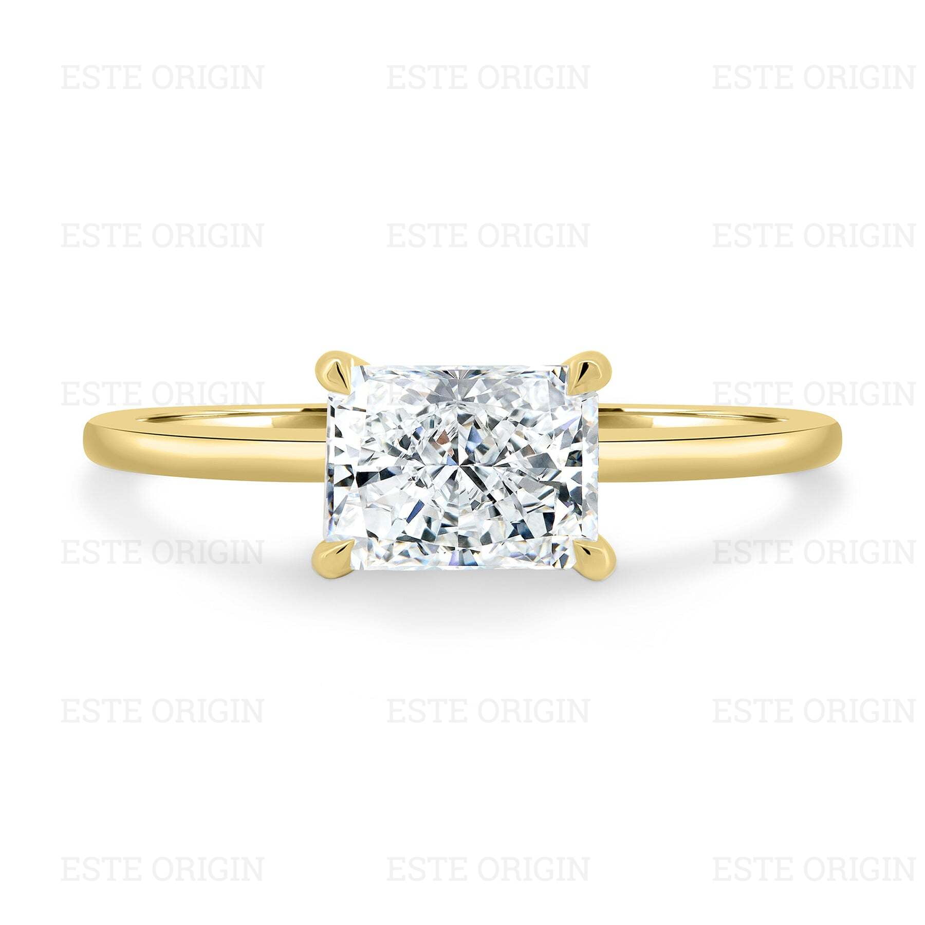 ESTE ORIGIN 2.00Ctw East-West Radiant Moissanite Solitaire Engagement ...
