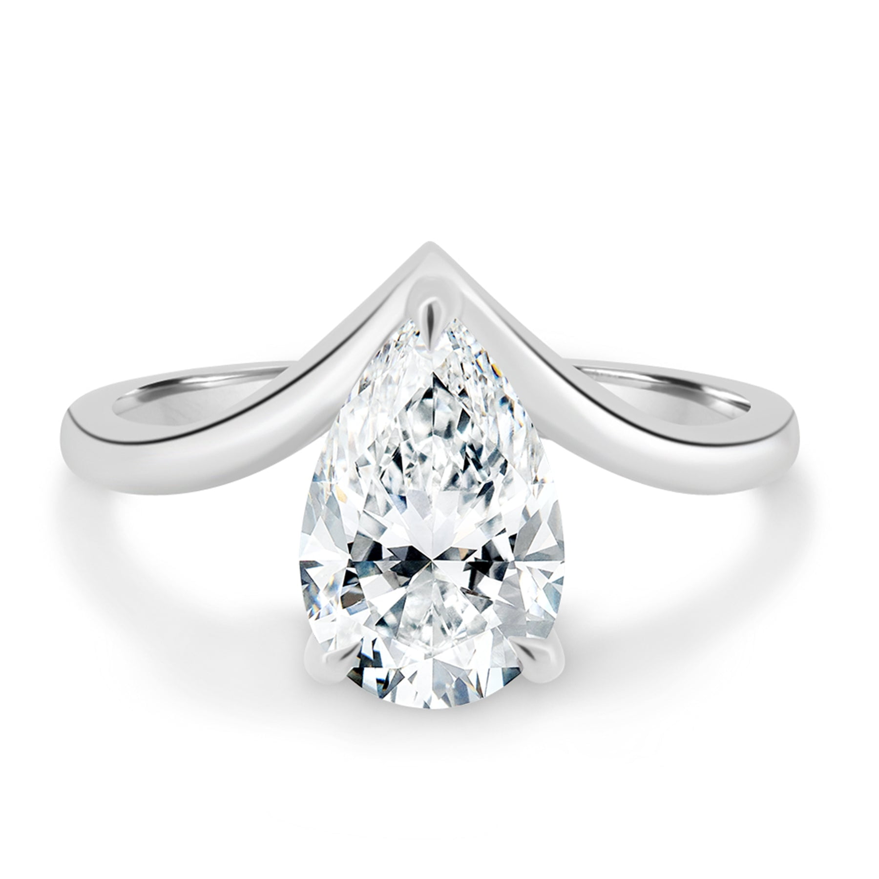 ESTE ORIGIN 2.20Ct Lab Diamond Pear Solitaire Ring with Curved Band in ...