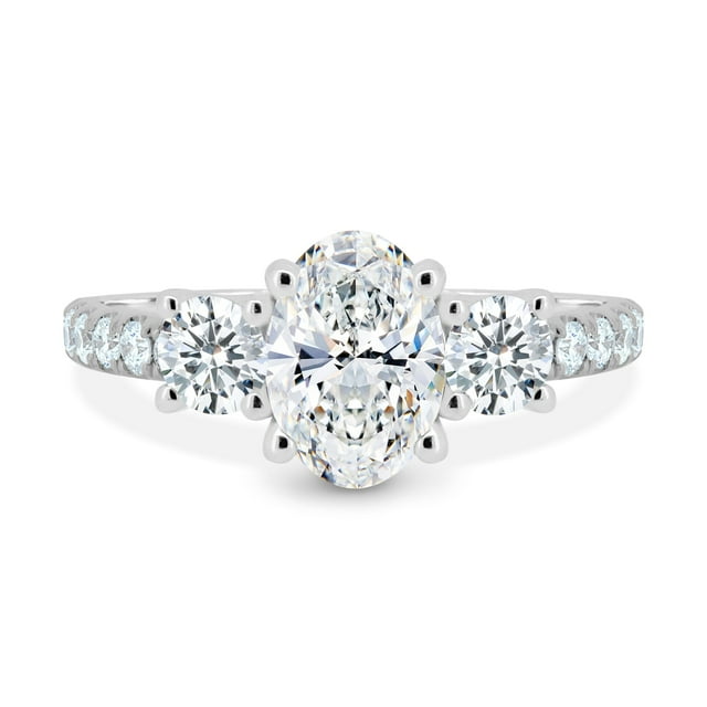 ESTE ORIGIN 2.25CT Oval Lab-Grown Diamond Oval Trilogy Engagement Ring ...