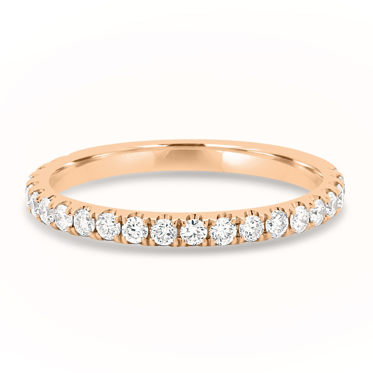 ESTE ORIGIN 2.4MM Two-Third Pavé Lab Grown Diamond Wedding Ring – 0.66 Ct Band in 14K Rose Gold ...