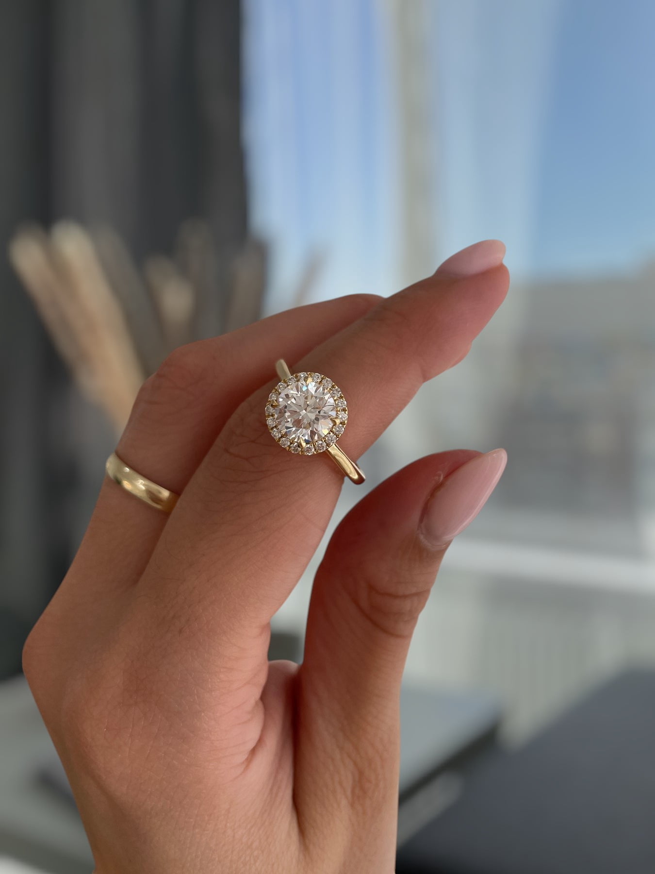 ESTE ORIGIN 2.00Ct Round Cut Moissanite Halo Solitaire Engagement Ring ...