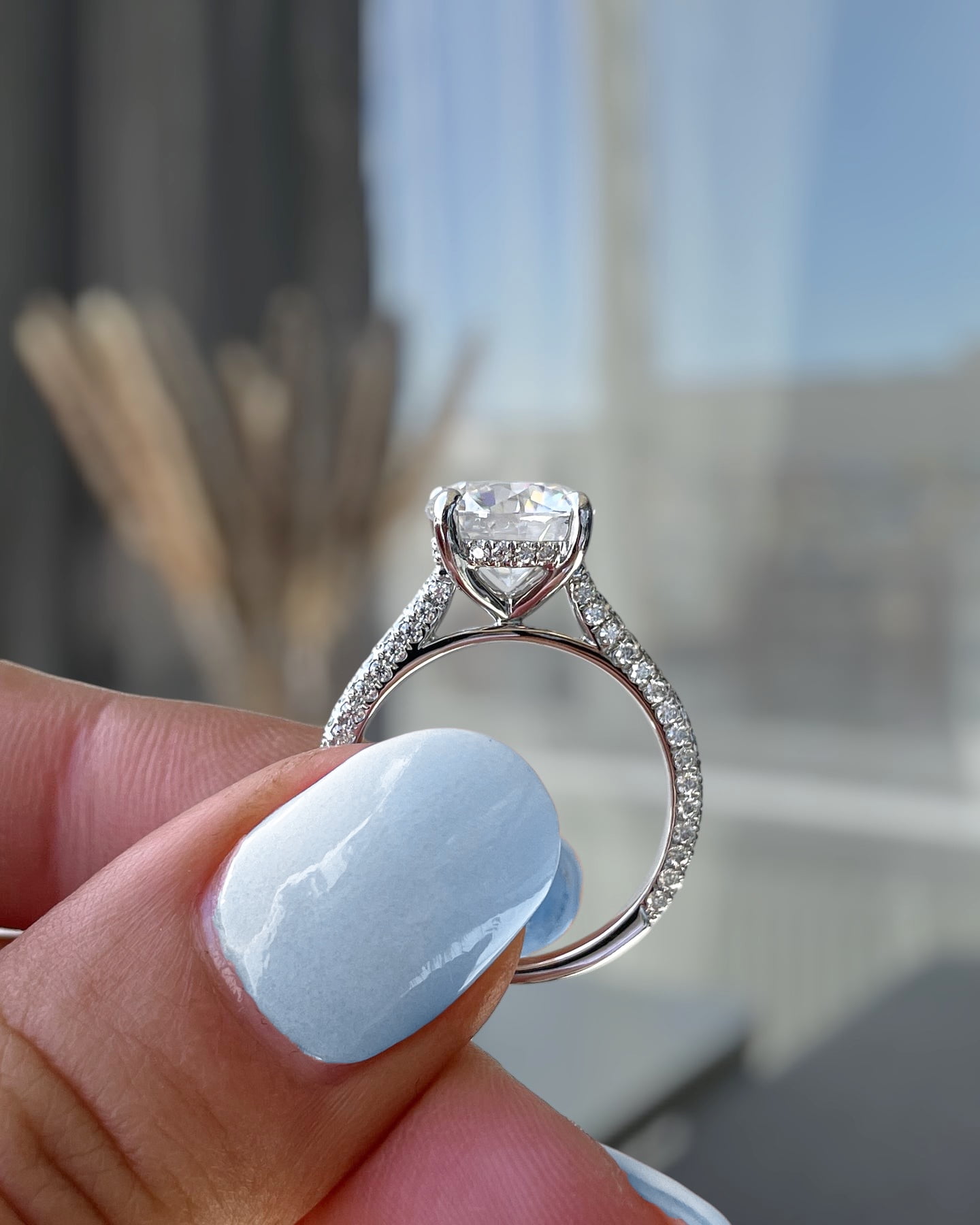 ESTE ORIGIN 2.50Ct Round Moissanite Cathedral Engagement Ring – Triple ...