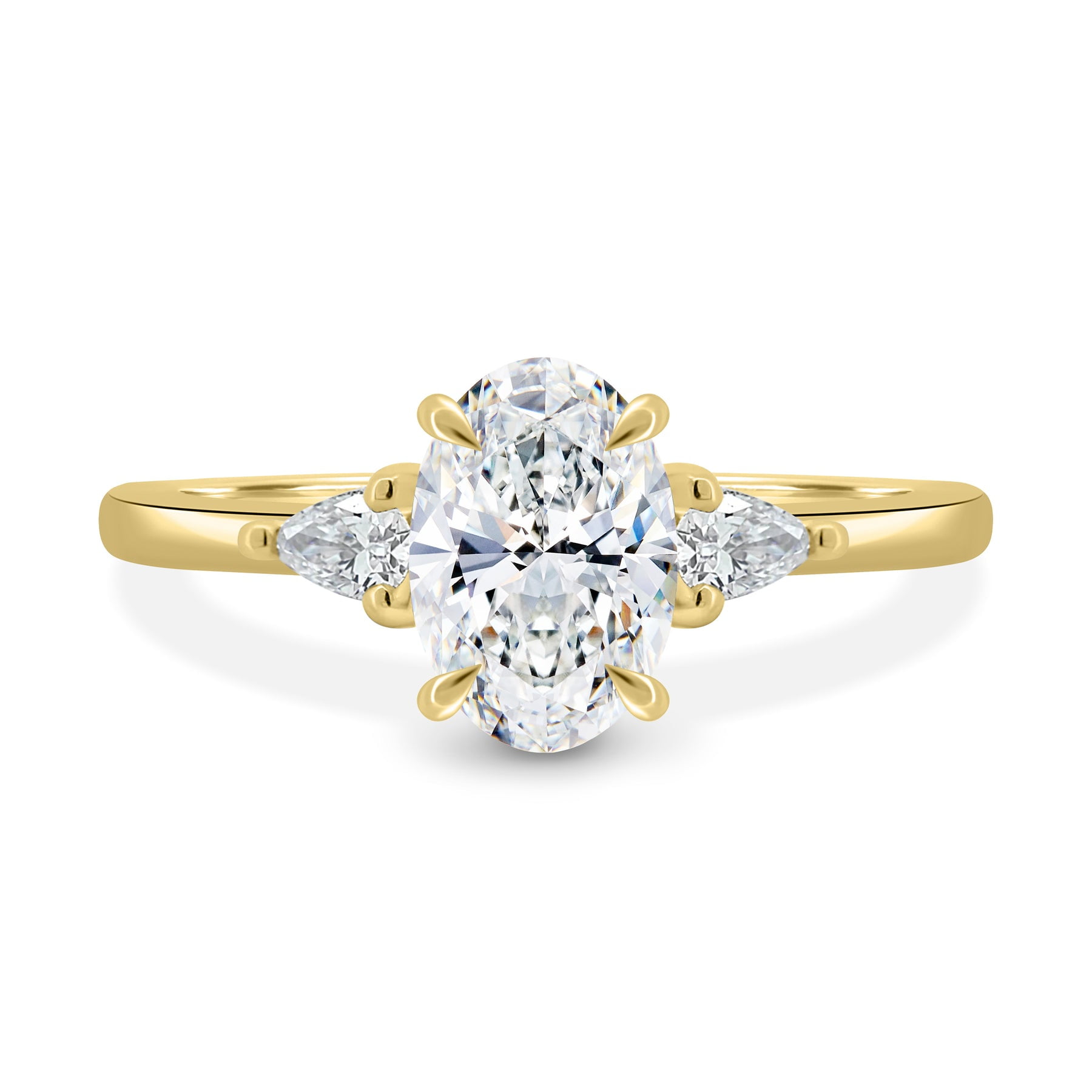 ESTE ORIGIN 2.5CT Oval Lab-Grown Diamond Trilogy Engagement Ring in 18K ...
