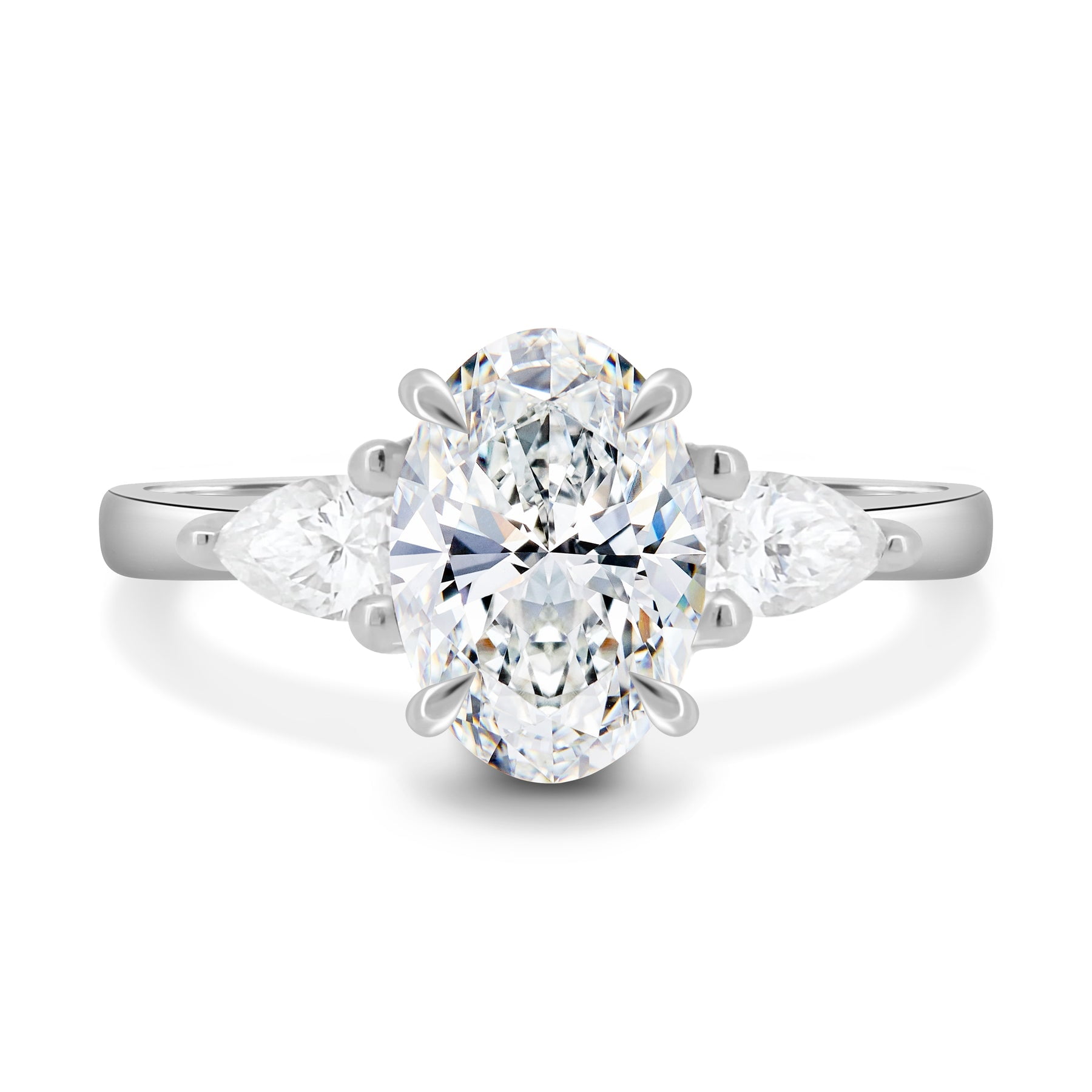 ESTE ORIGIN 2.5CT Oval Moissanite Trilogy Ring in Trellis Setting in ...
