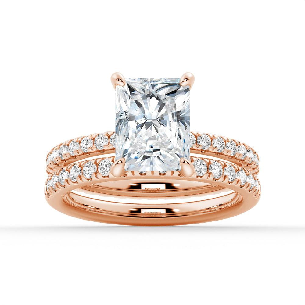 ESTE ORIGIN 2.5CT Radiant Cut Lab-Grown Diamond Engagement Ring Set – Bridal Wedding Ring Set in ...
