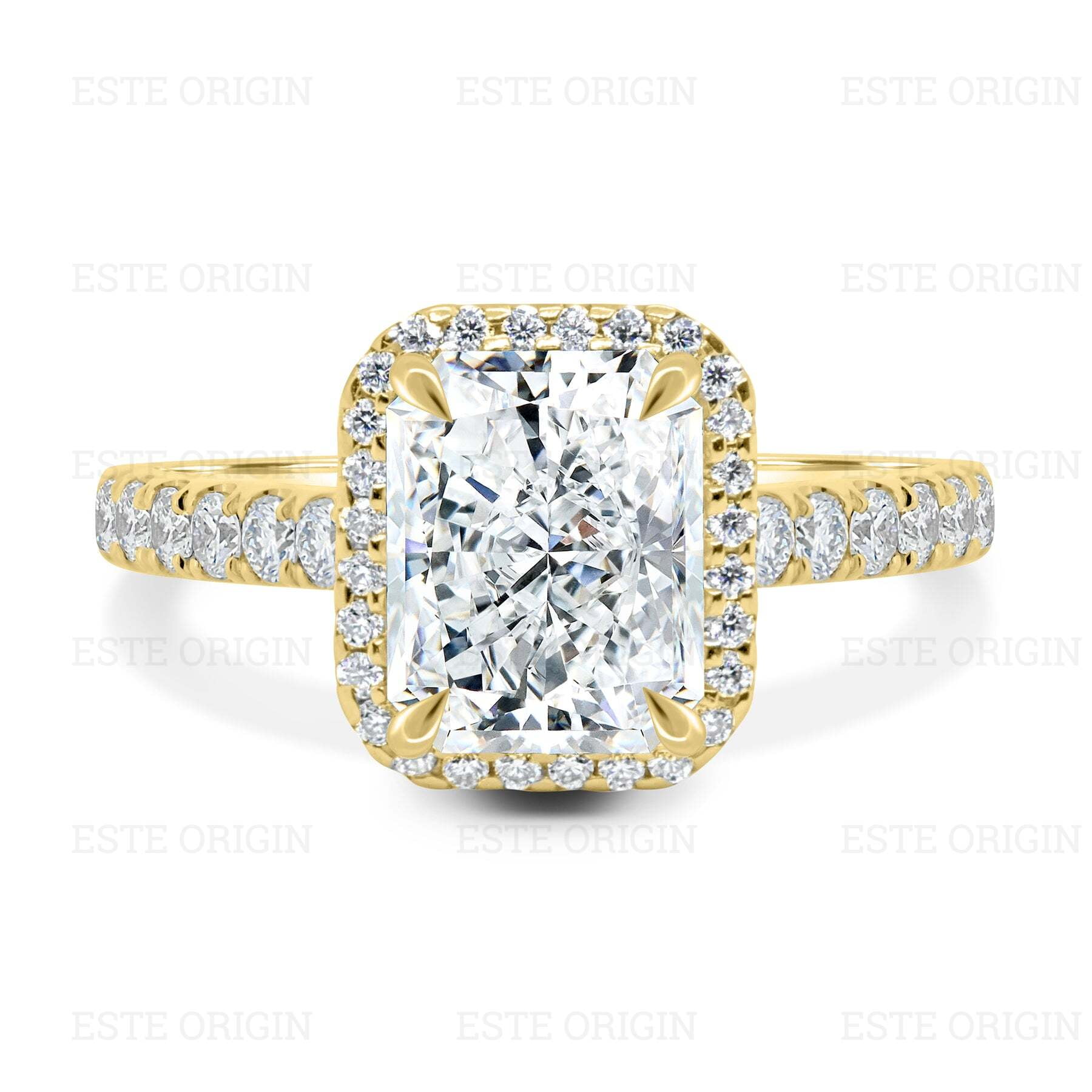 ESTE ORIGIN 2.5Ctw Radiant Cut Lab-Grown Diamond Halo Engagement Ring ...