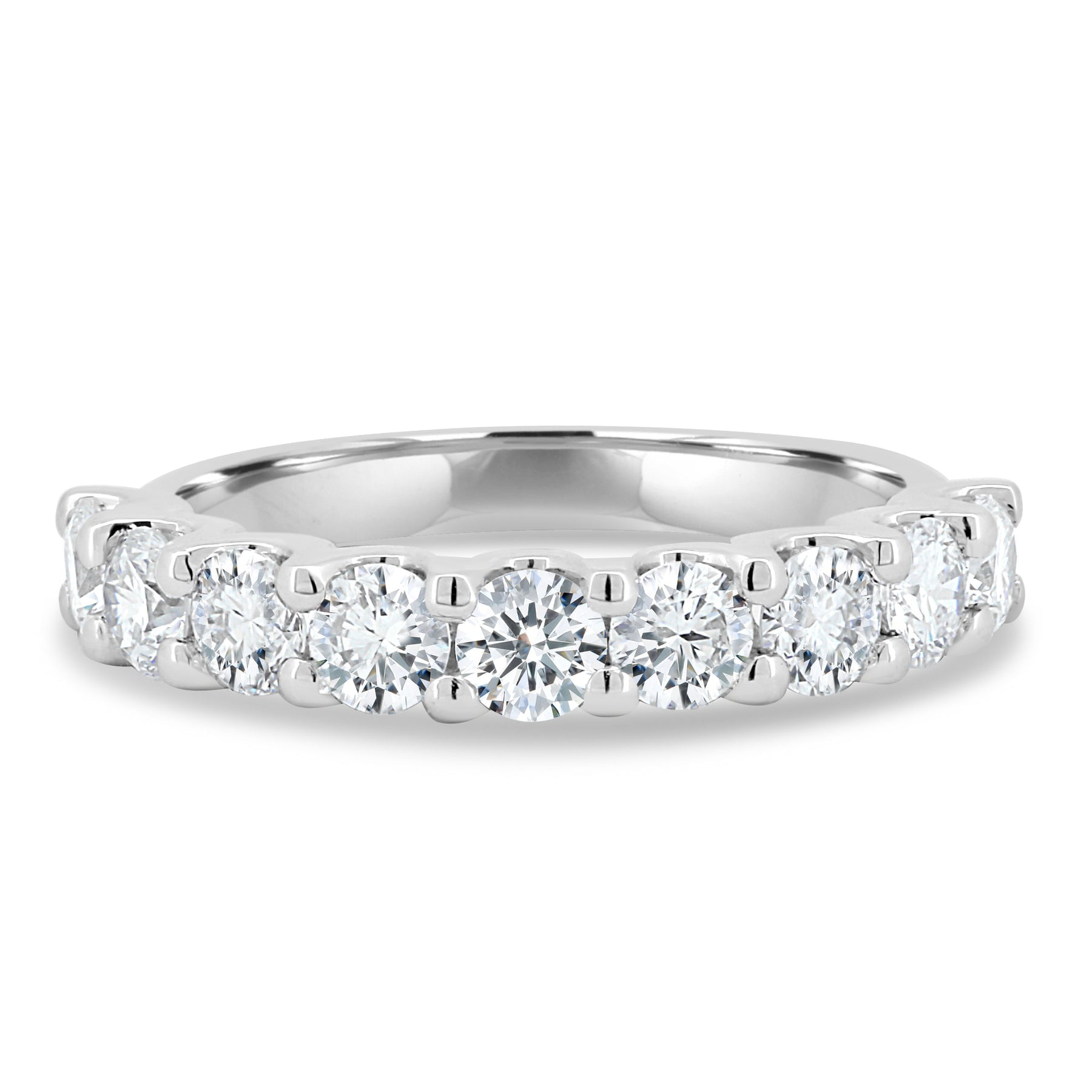 ESTE ORIGIN 2.5mm 0.81Ct Lab Grown Half Eternity Ring, 13-Diamond Band in 14K White Gold for ...