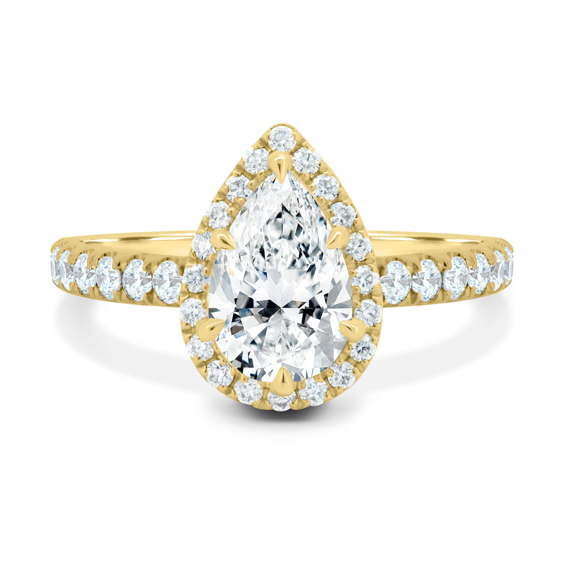 ESTE ORIGIN 2.62Ct Moissanite Pear Cut Halo Engagement Ring in 18K Yellow Gold for Women's ...