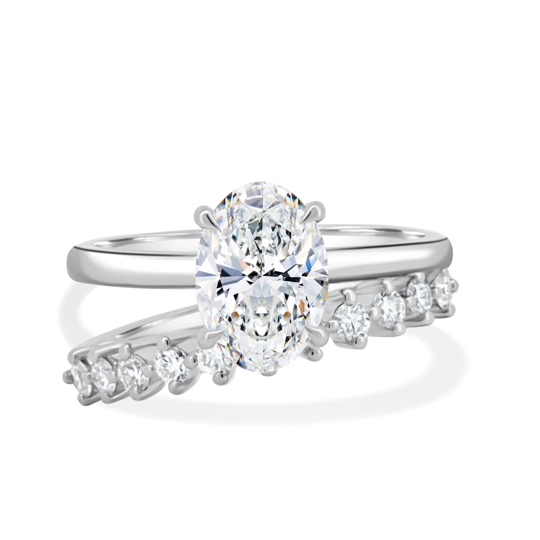 ESTE ORIGIN 2.65CT Oval Lab-Grown Diamond Solitaire Engagement Ring Set ...