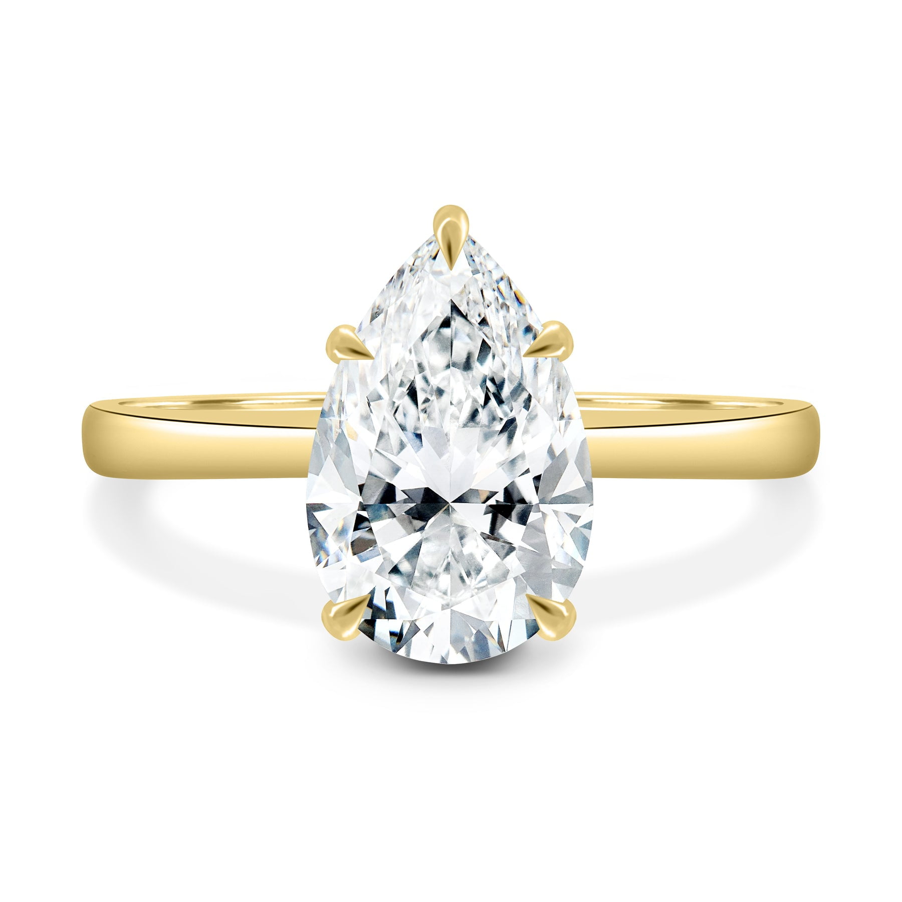 ESTE ORIGIN 2 Ct Moissanite Diamond Pear Solitaire Ring with 5-Claw ...