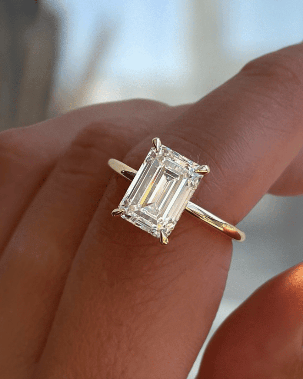 ESTE ORIGIN 2Ct Emerald Cut Lab-Grown Diamond Engagement Ring 10K ...
