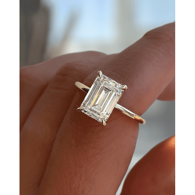 ESTE ORIGIN 2Ct Emerald Cut Lab-Grown Diamond Engagement Ring 18K ...