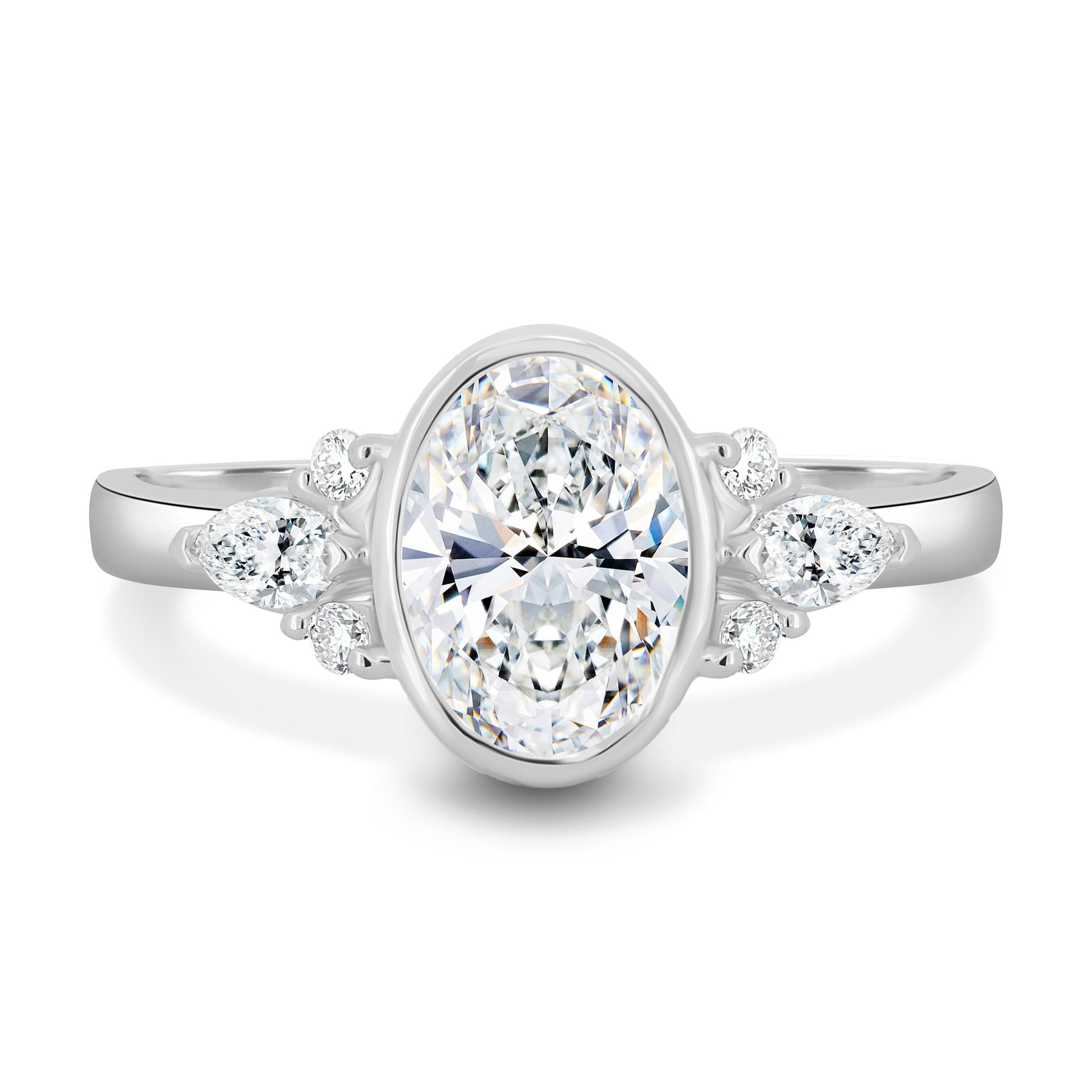 ESTE ORIGIN 2Ct Oval Solitaire Moissanite Engagement Ring with Side ...