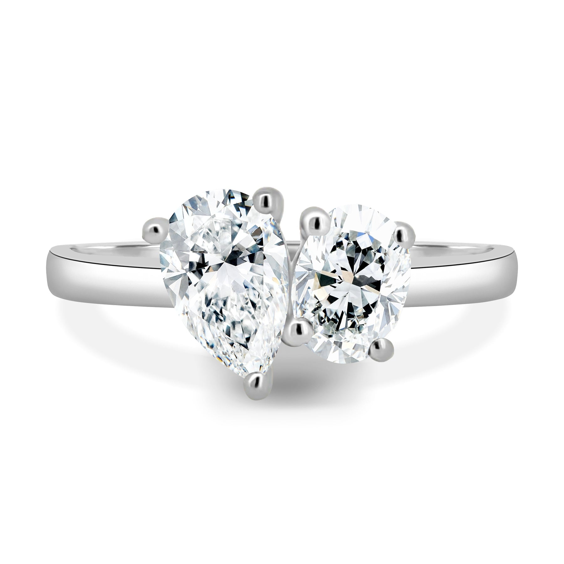 ESTE ORIGIN 2TCW Oval & Pear Lab Diamond Two Stone Style Engagement Ring, Toi Et Moi Ring for ...