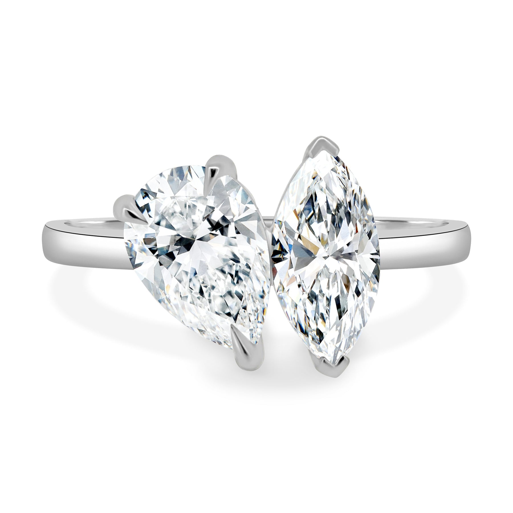 ESTE ORIGIN 3.00 Ct Lab-Grown Diamond Toi et Moi Pear & Marquise Ring ...