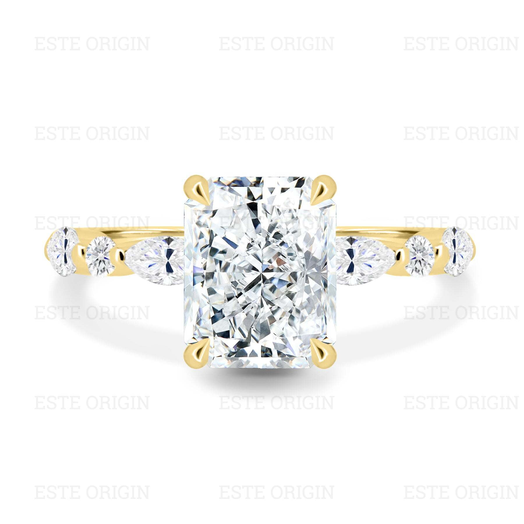 ESTE ORIGIN 3.00Ct Lab-Grown Radiant Diamond Ring with Hidden Halo ...