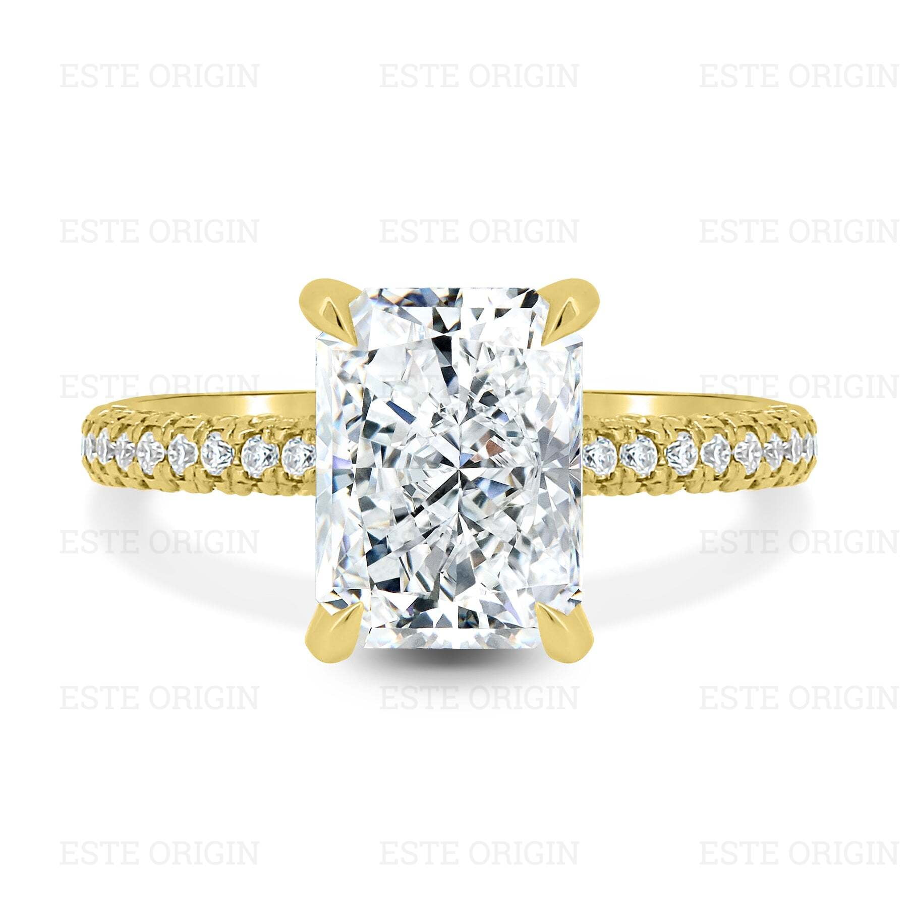 ESTE ORIGIN 3.00Ct Radiant Moissanite Engagement Ring with Hidden Halo ...