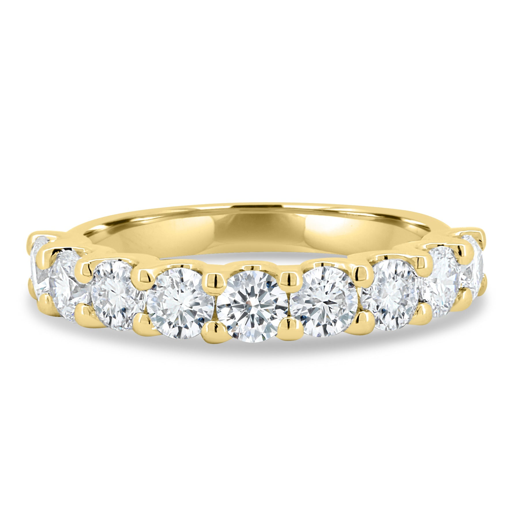 ESTE ORIGIN 3.5mm 1.53Ct Lab Grown Half Eternity Ring, 9-Diamond Band in 14K Yellow Gold for ...